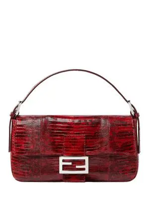 Fendi Baguette® 26424 Burgundy Lizard-leather Bag - [red]